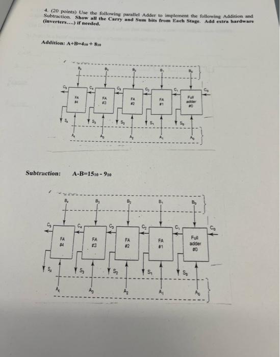 Solved 4. (20 points) Use the following parallel Adder to | Chegg.com