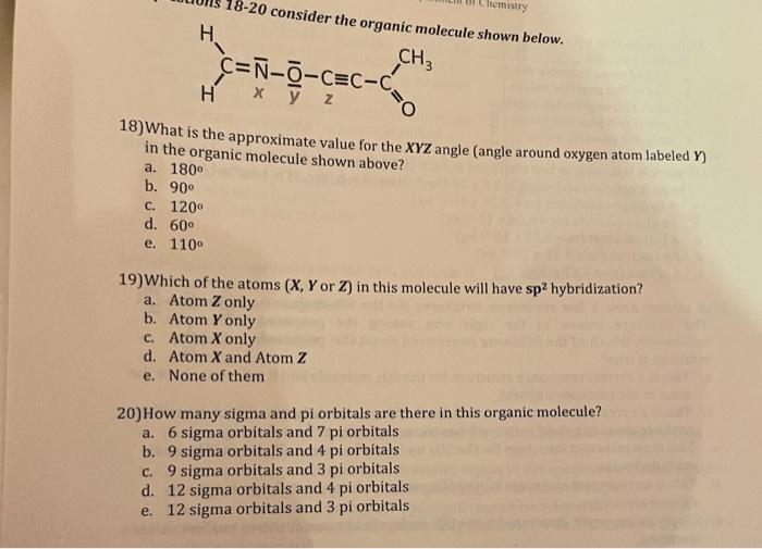 Solved 18) What is the approximate value for the XYZ angle | Chegg.com