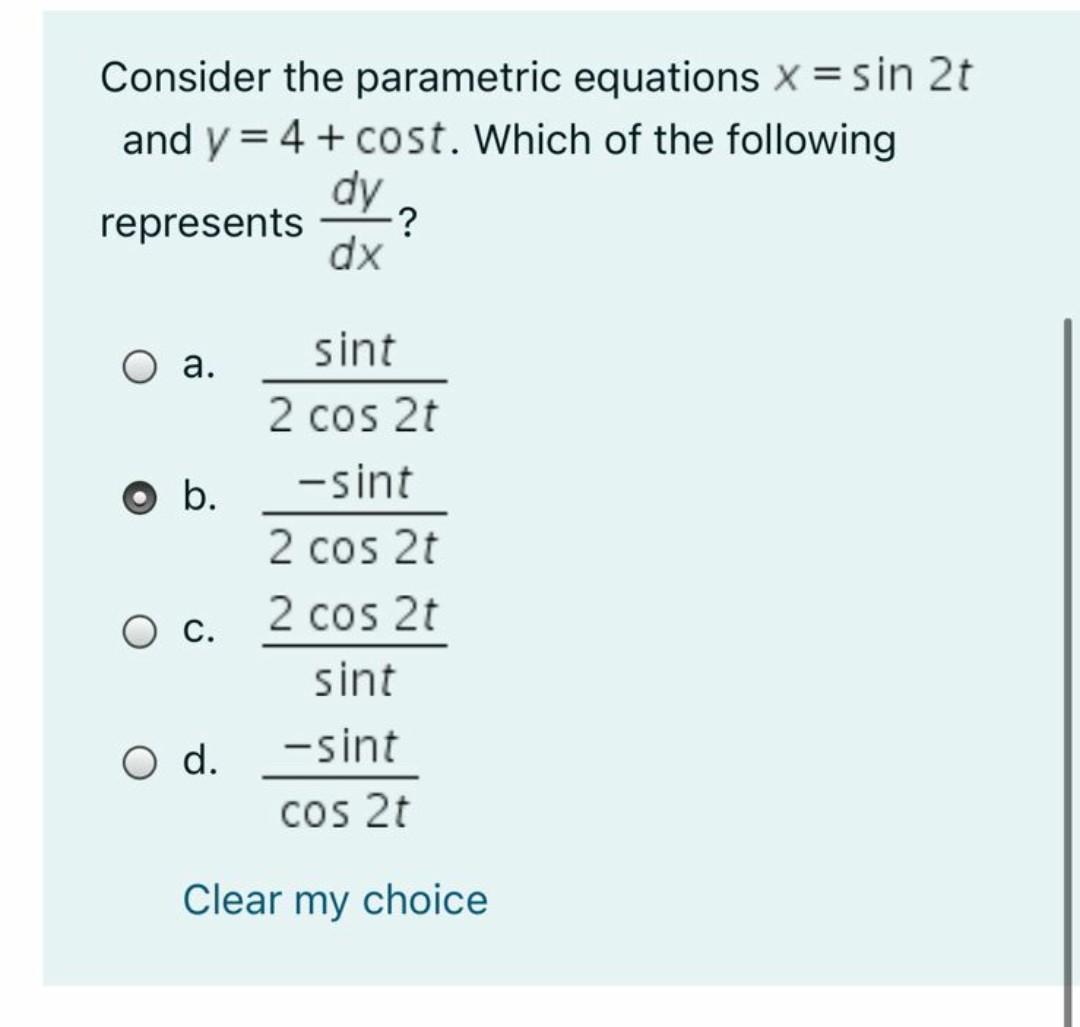 Solved Consider the parametric equations x = sin 2t and y = | Chegg.com