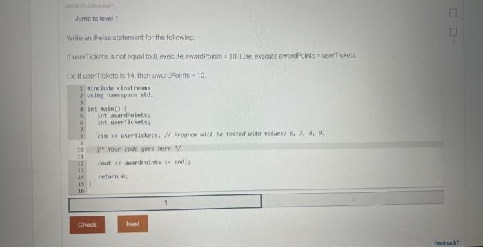 Solved Jump to level 1 Write an if-else statement for the | Chegg.com