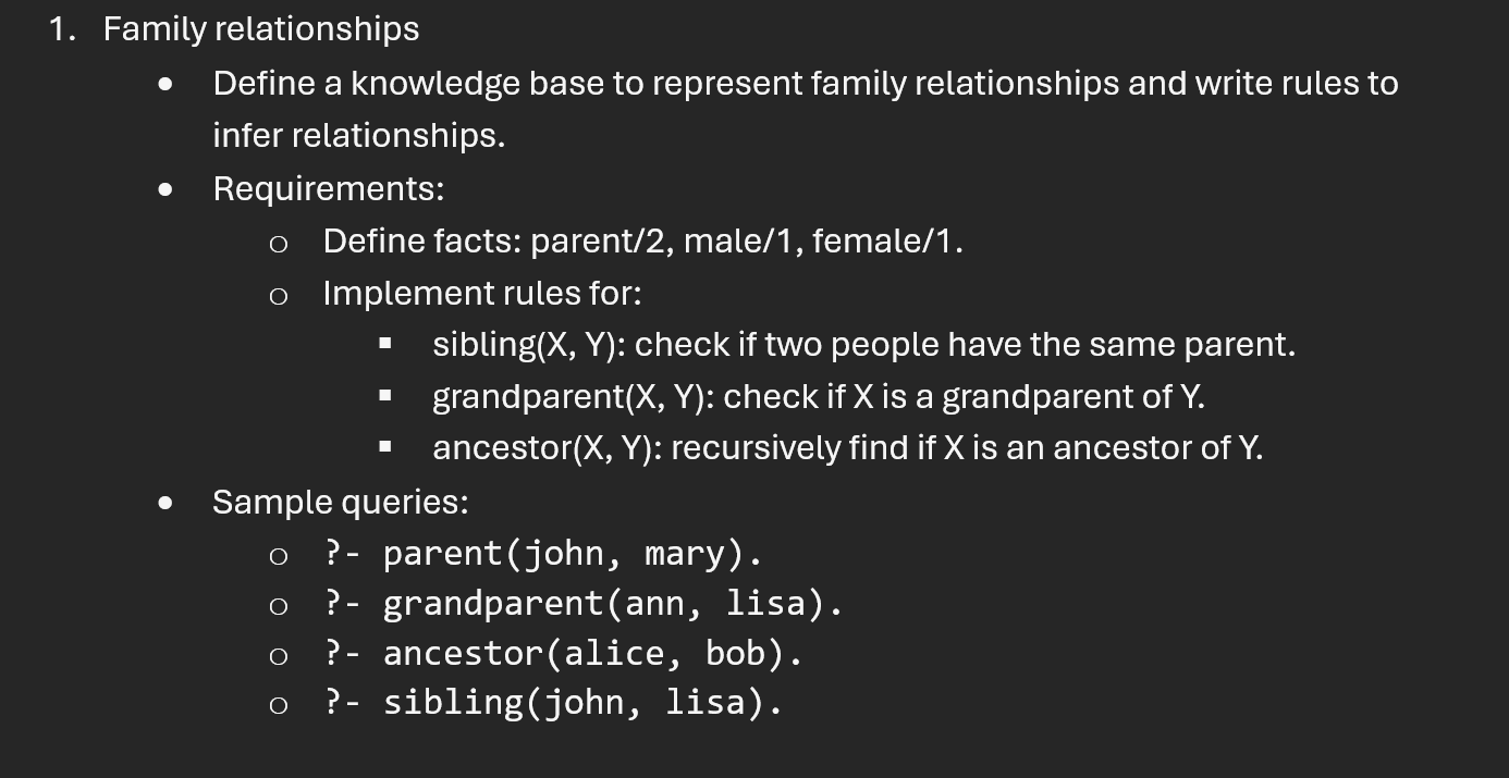 Solved 1. ﻿Family relationships - ﻿Define a knowledge base | Chegg.com