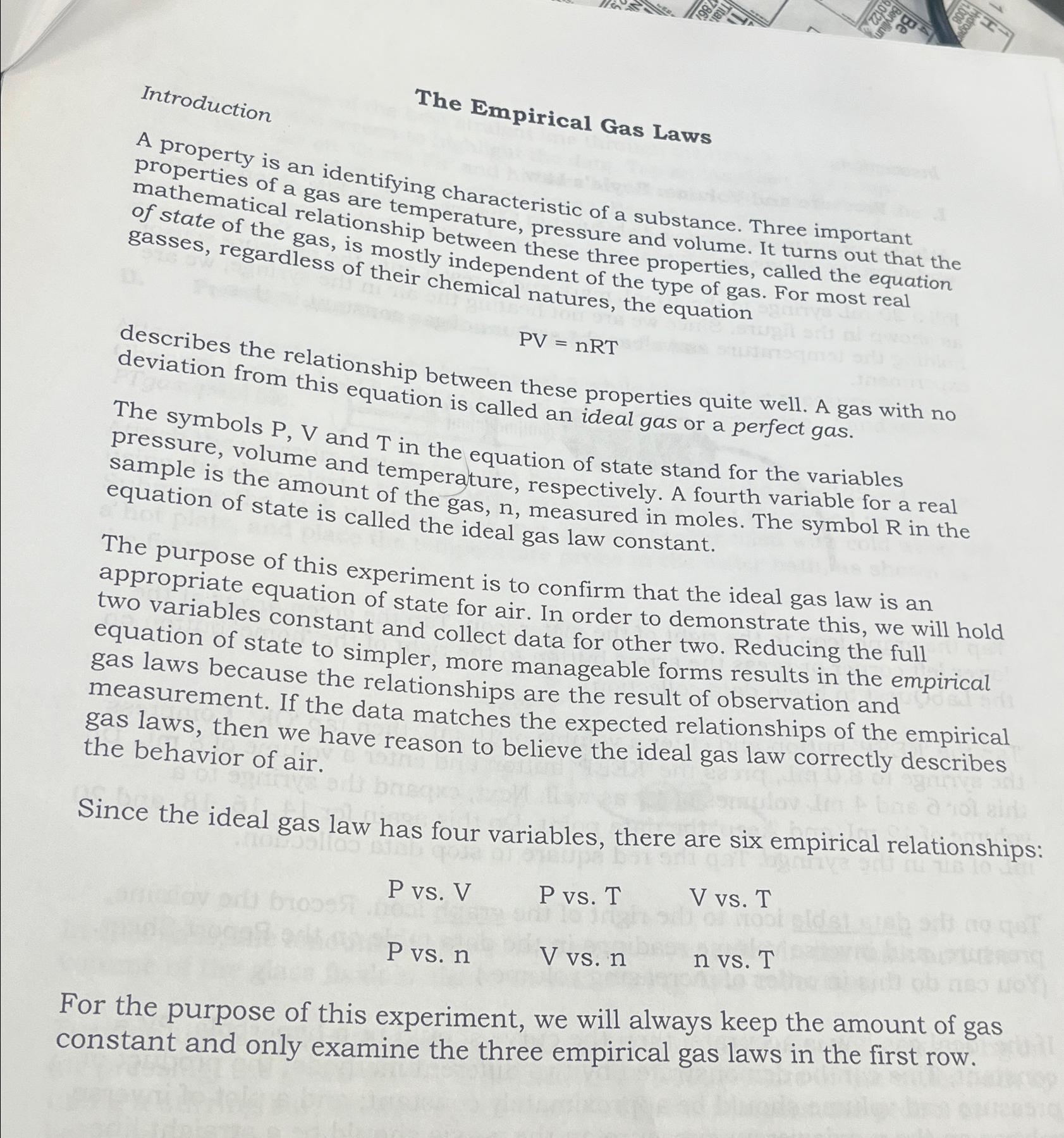 Solved Introduction\\nThe Empirical Gas Laws\\nA property is | Chegg.com