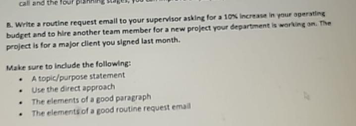 Solved B. ﻿Write a routine request emall to your supervisor | Chegg.com