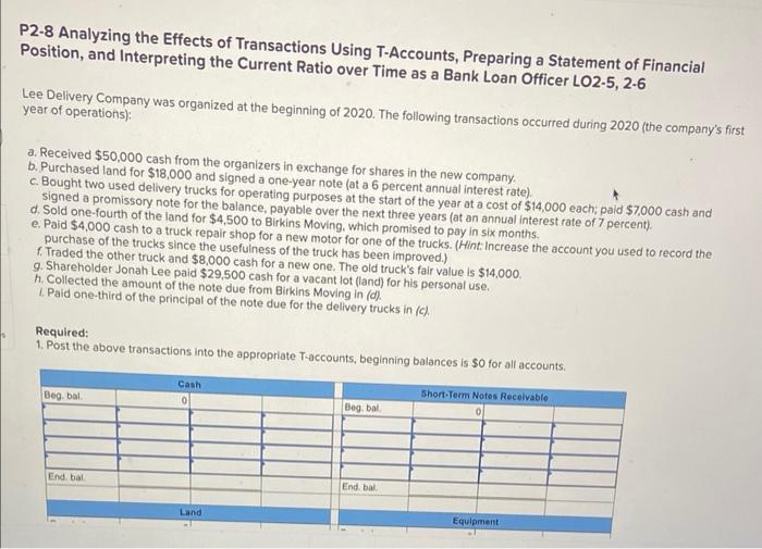 Solved P2-8 Analyzing the Effects of Transactions Using | Chegg.com