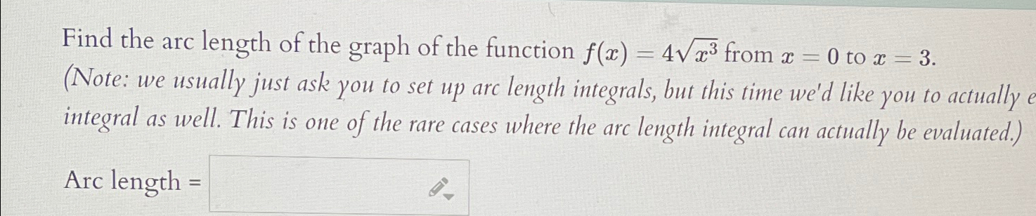 Solved Find the arc length of the graph of the function | Chegg.com