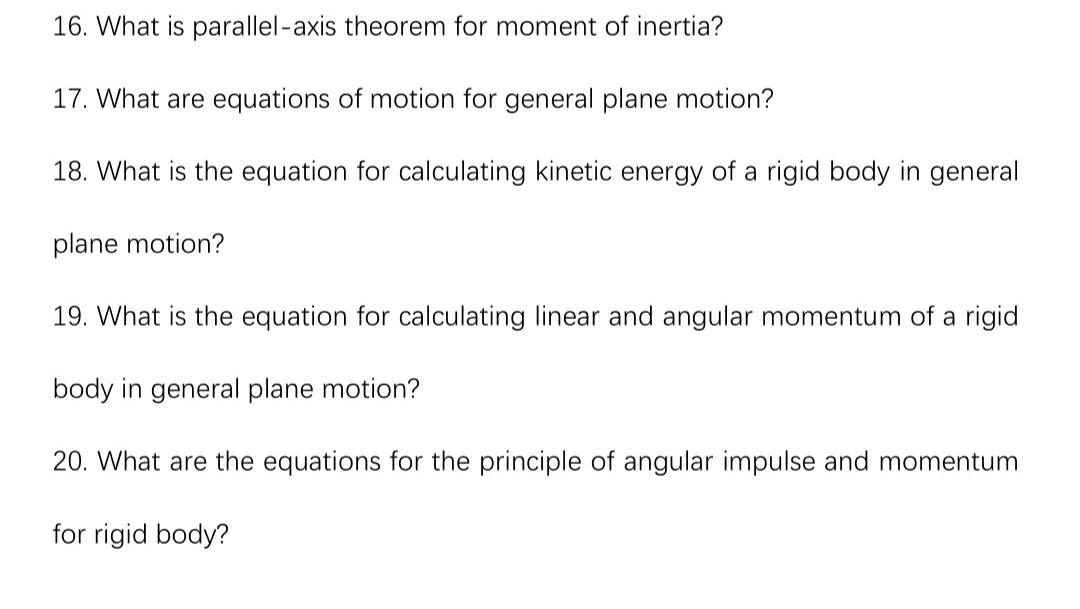 Solved 16. What is parallel-axis theorem for moment of | Chegg.com