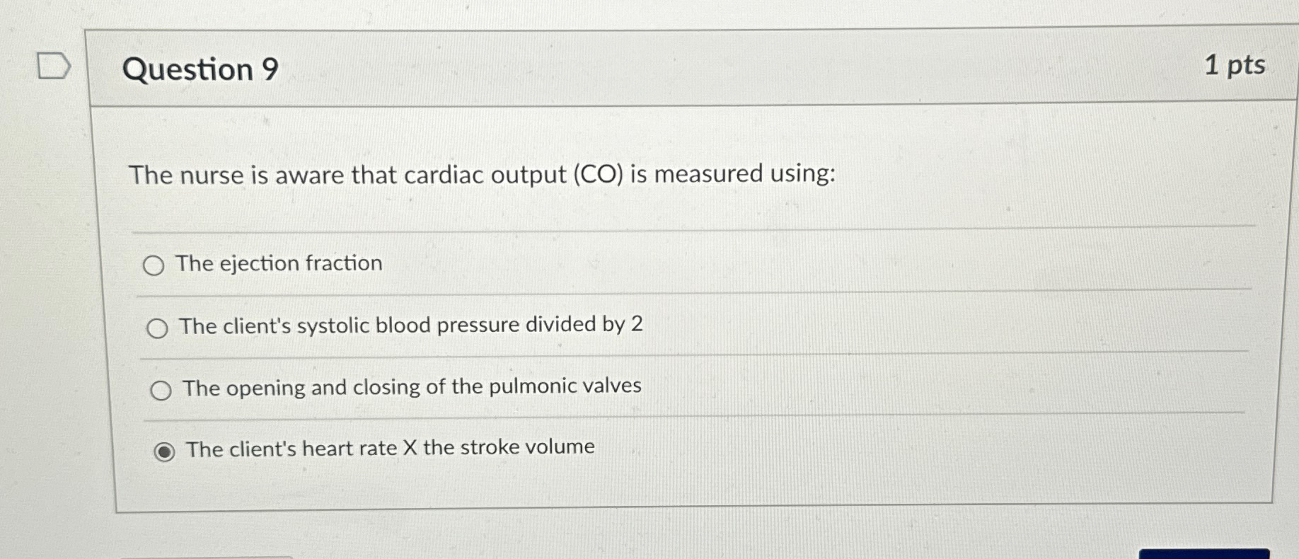 Solved Question 91 ﻿ptsThe nurse is aware that cardiac | Chegg.com
