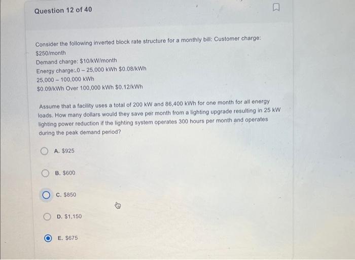 Solved Consider the following inverted block rate structure | Chegg.com