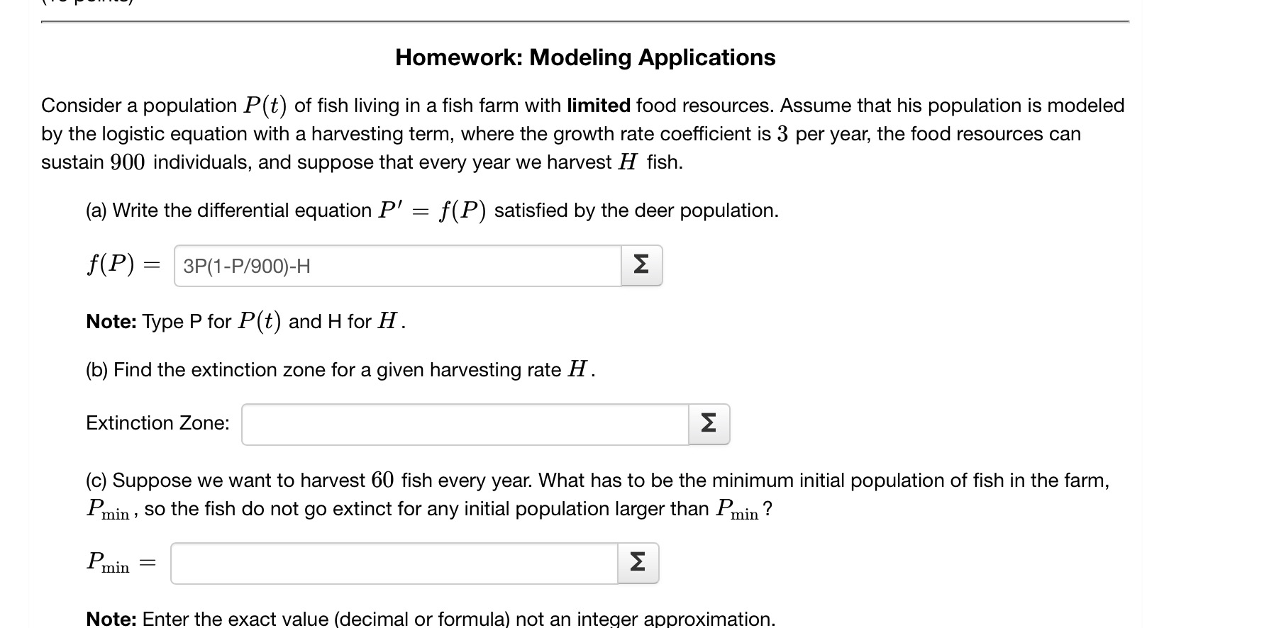 Solved Homework: Modeling ApplicationsConsider a population | Chegg.com