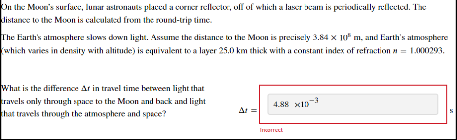 Solved On the Moon's surface, lunar astronauts placed a | Chegg.com