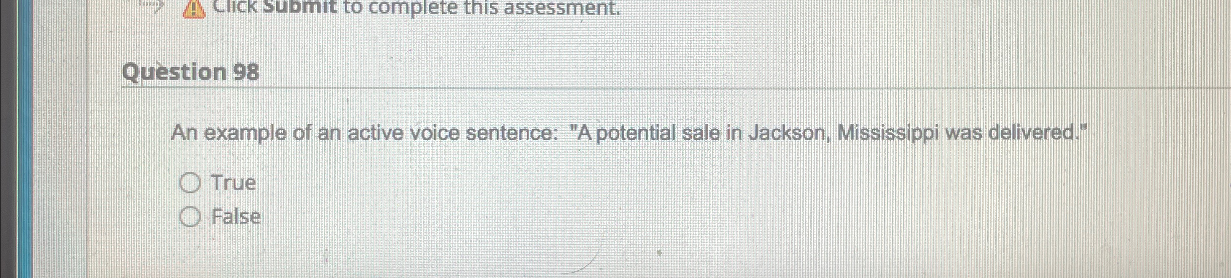 Solved Click submit to complete this assessment.Question | Chegg.com