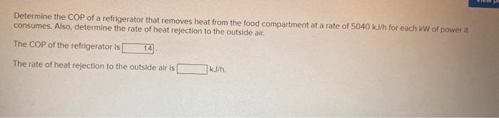 Solved Determine the COP of a refrigerator that removes heat | Chegg.com
