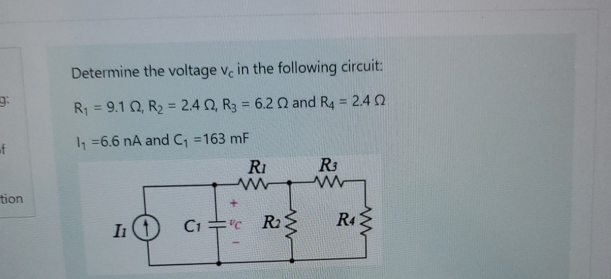 Solved Determine the voltage vc ﻿in the following | Chegg.com