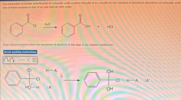 Solved The mechanism of Fischer esterification of carboxylic | Chegg.com