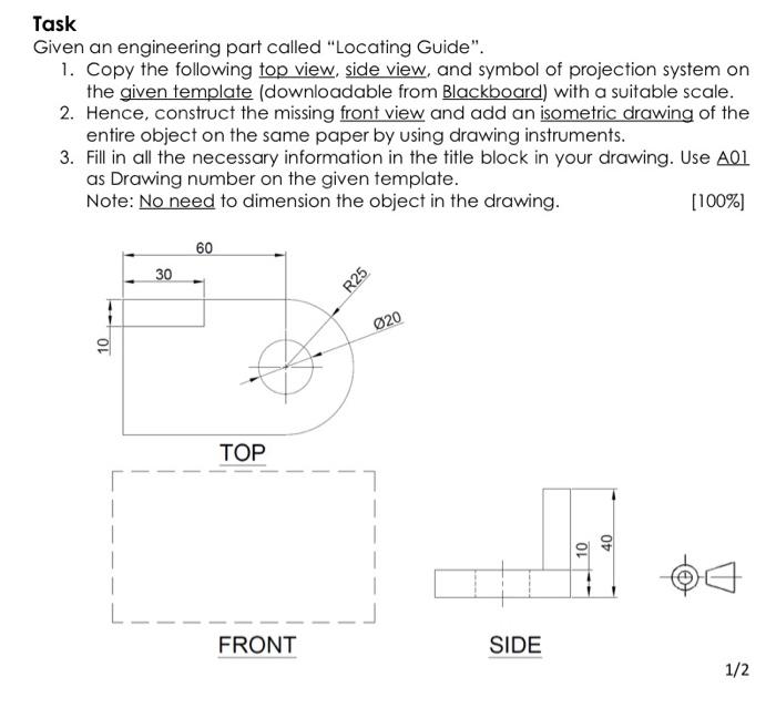Solved Task Given an engineering part called "Locating | Chegg.com