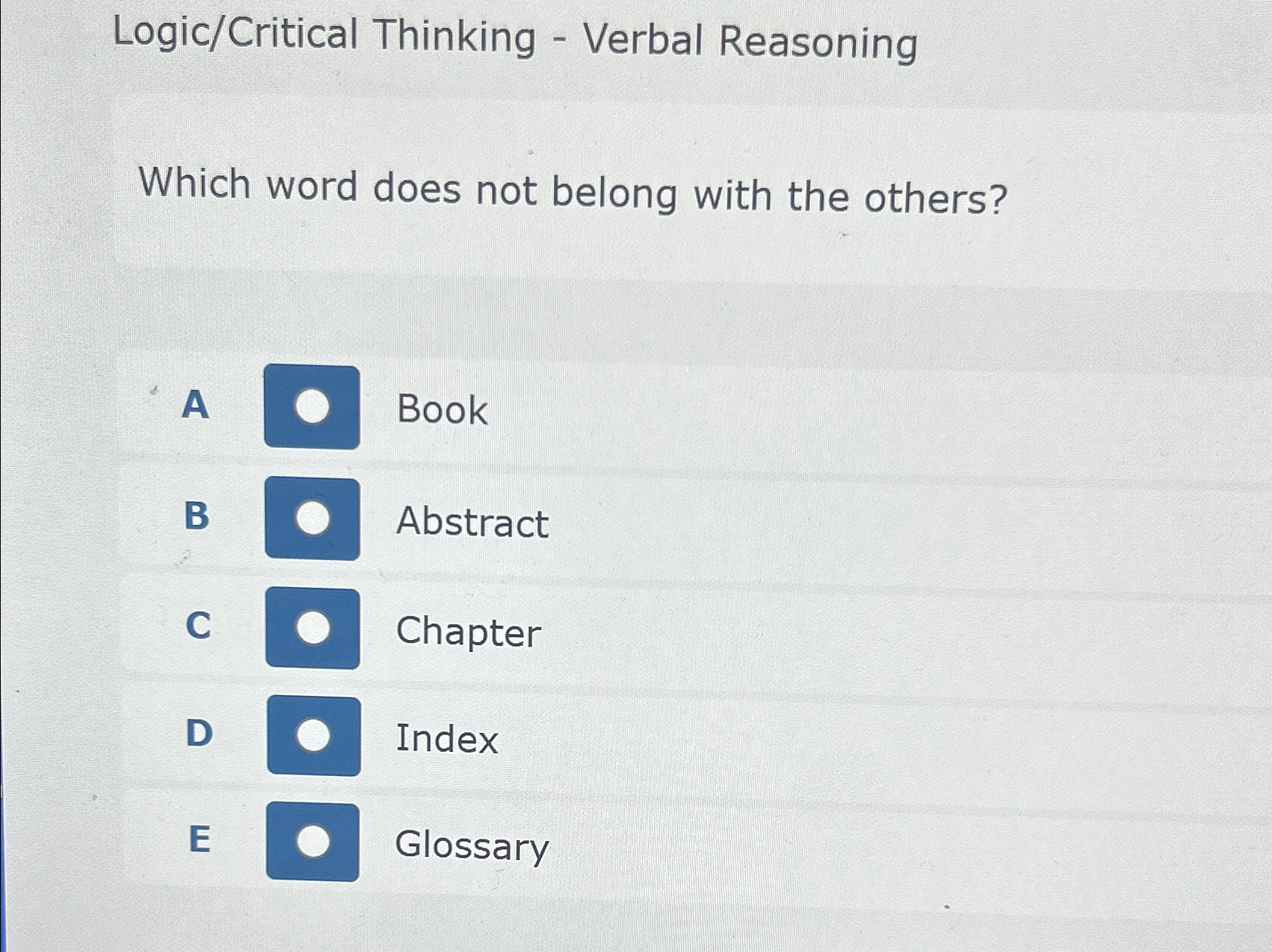 Solved Logic/Critical Thinking - ﻿Verbal ReasoningWhich word | Chegg.com