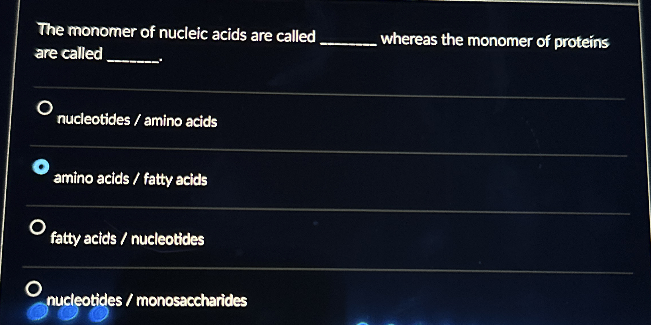Solved The monomer of nucleic acids are called are | Chegg.com