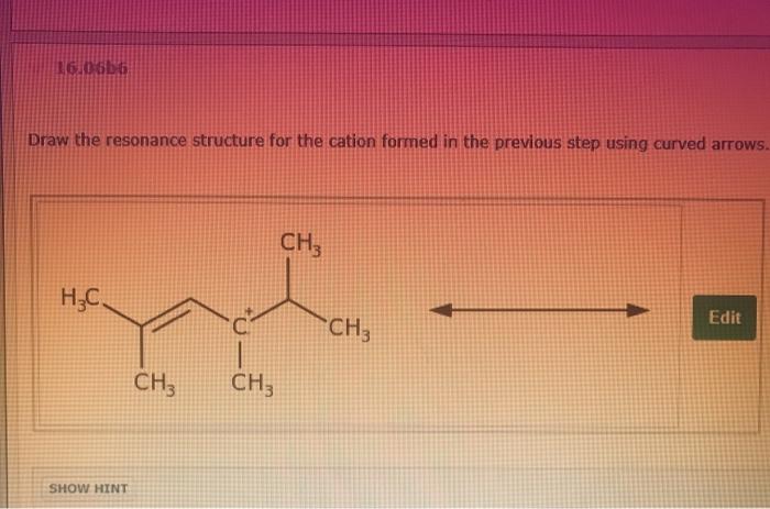 Solved draw the resonance structure for the cation formed in | Chegg.com