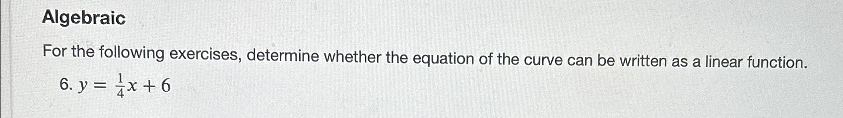 Solved AlgebraicFor the following exercises, determine | Chegg.com