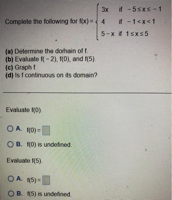 Solved Complete the following for f(x)a) determine the | Chegg.com