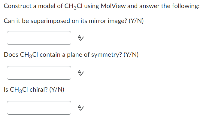 Solved Construct a model of CH3Cl ﻿using MolView and answer | Chegg.com