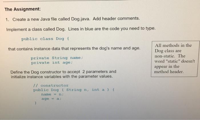 Solved The Assignment: 1. Create a new Java file called | Chegg.com