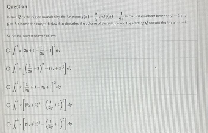 Solved 1 Question Define Q as the region bounded by the | Chegg.com