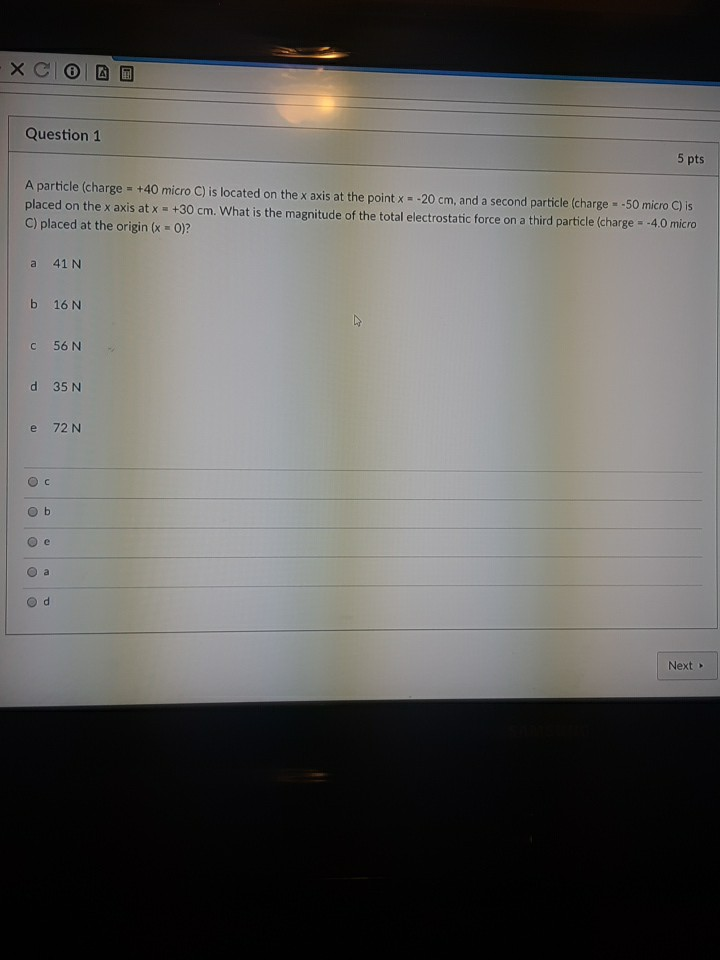 Solved XC ml Question 1 5 pts A particle (charge - +40 micro | Chegg.com