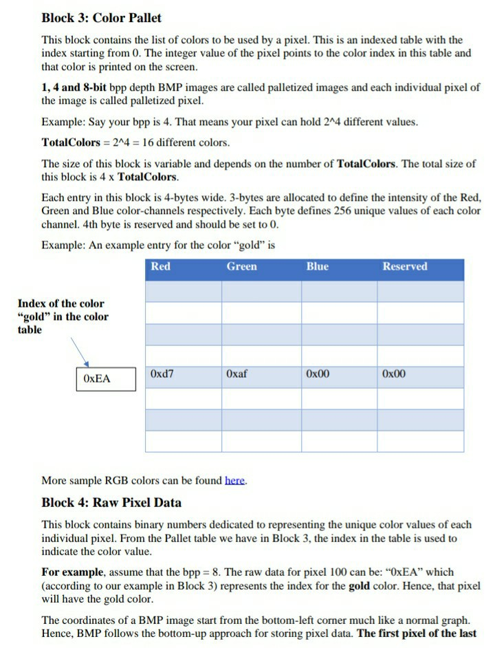 For this program, you will implement a BMP image | Chegg.com