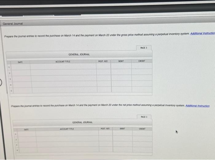 Solved scounts: Gross price and net price methods General | Chegg.com