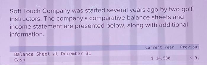 Solved Soft Touch Company was started several years ago by | Chegg.com