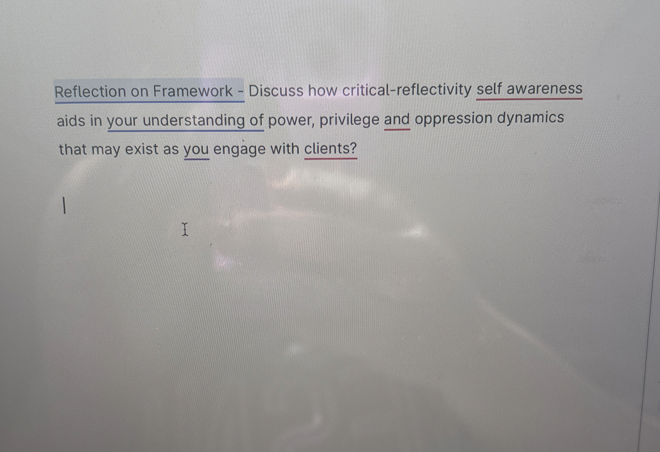 Solved Reflection on Framework - ﻿Discuss how | Chegg.com
