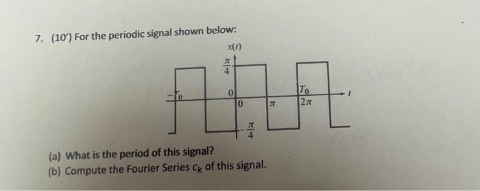 Solved 7. (10′) for the periodic signal shown below: (a) | Chegg.com