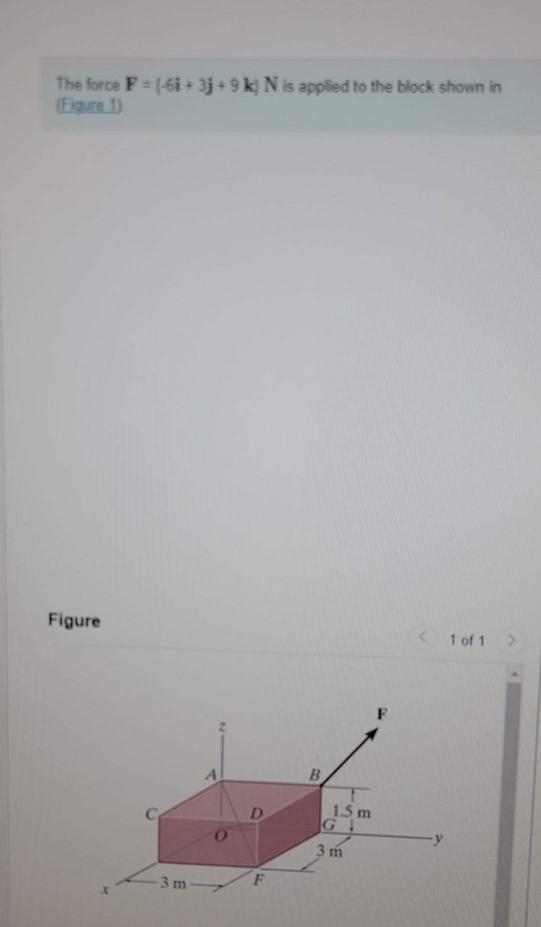 Solved The force F=[−6i+3j+9k]N is applied to the block | Chegg.com