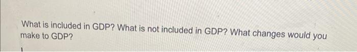 Solved What is included in GDP? What is not included in GDP? | Chegg.com