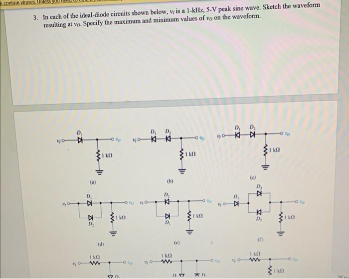 Solved 3. In each of the ideal-diode circuits shown below, | Chegg.com