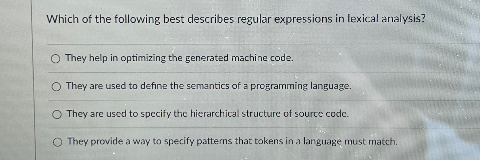 Solved Which of the following best describes regular | Chegg.com
