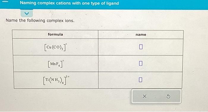 Solved Name the following complex ions. | Chegg.com