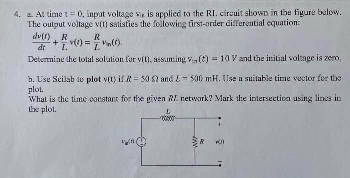 Solved a. At time t=0, input voltage vin is applied to the | Chegg.com