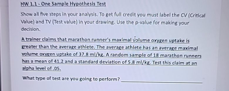 Solved Hw 11 ﻿one Sample Hypothesis Testshow All Five 3171