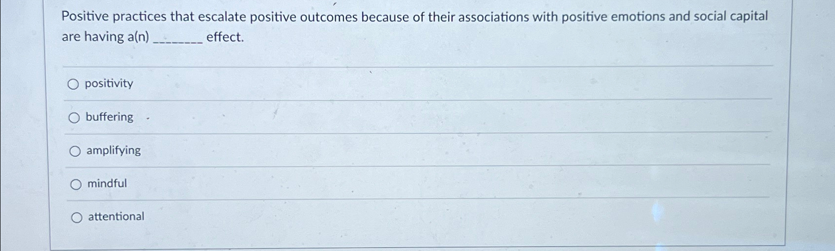Solved Positive practices that escalate positive outcomes | Chegg.com