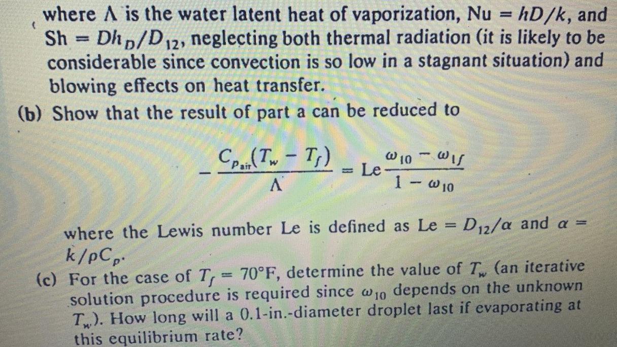 Solved ( where A is the water latent heat of vaporization, | Chegg.com