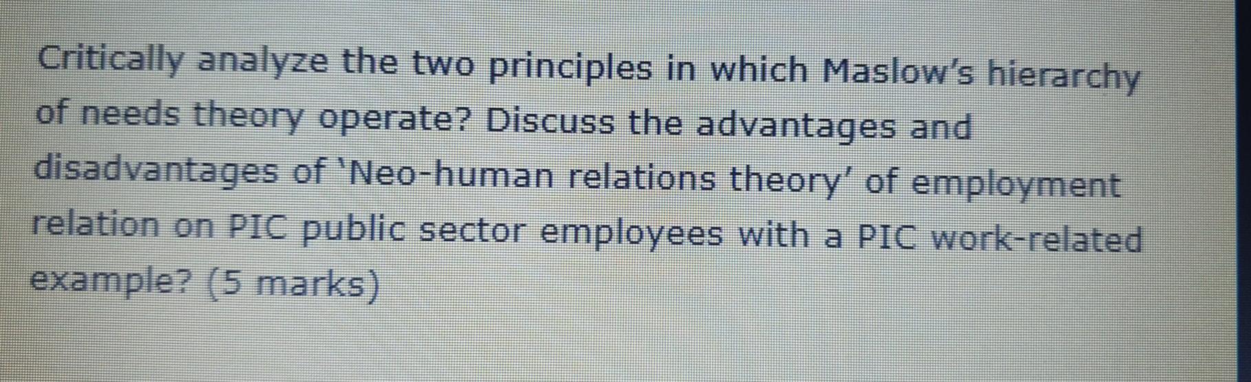 Solved Critically analyze the two principles in which | Chegg.com