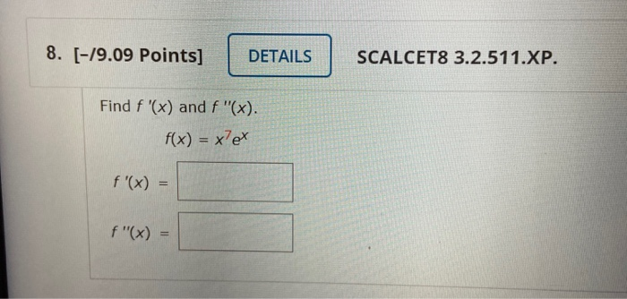 Solved 2. [-19.09 Points] DETAILS SCALCET8 3.2.502.XP. | Chegg.com