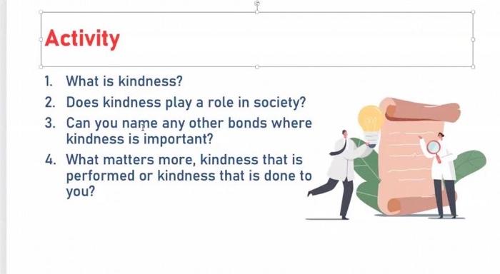 Activity 1. What is kindness? 2. Does kindness play a | Chegg.com