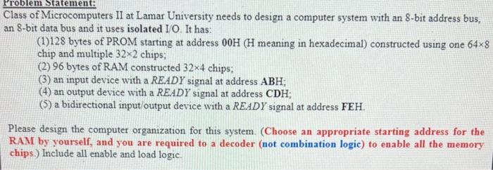 Solved Class Of Microcomputers Ii At Lamar University Needs