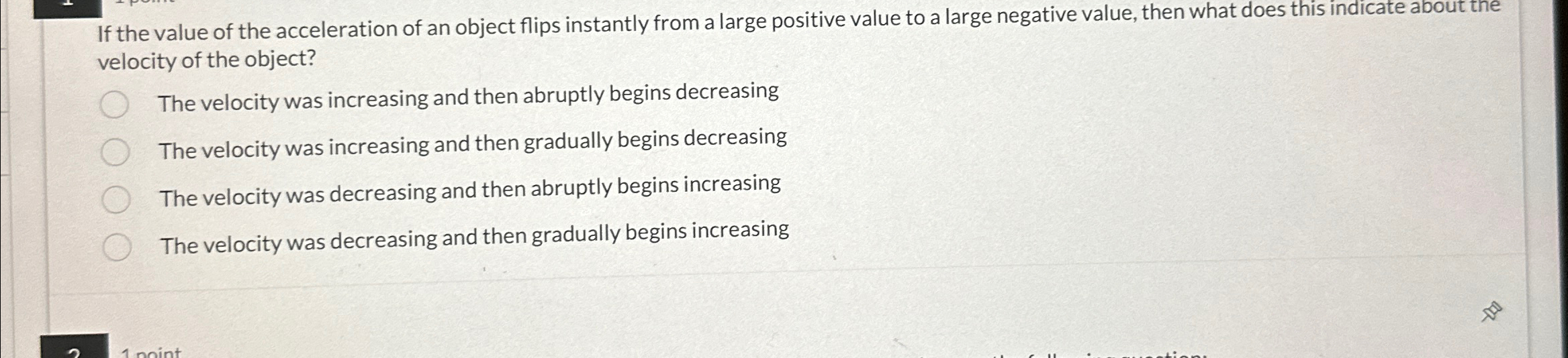 Solved If the value of the acceleration of an object flips | Chegg.com