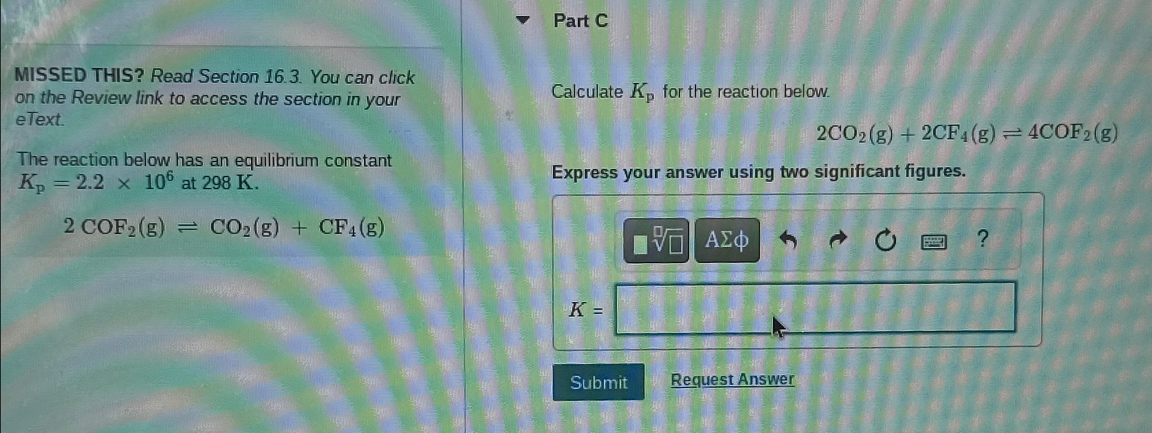 Solved Part CMISSED THIS? Read Section 16.3. ﻿You can click | Chegg.com
