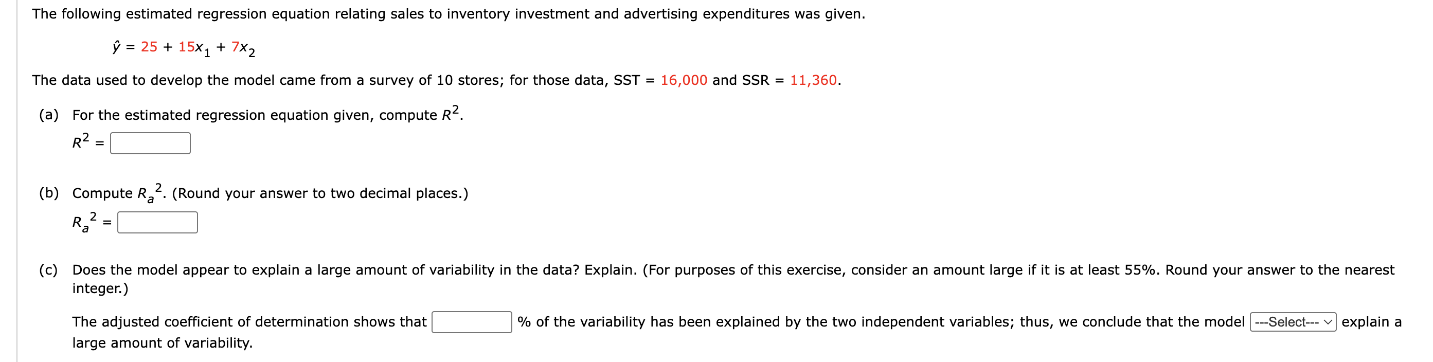 Solved The following estimated regression equation relating | Chegg.com
