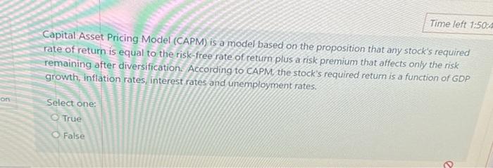 Solved Capital Asset Pricing Model (CAPM) is a model based | Chegg.com